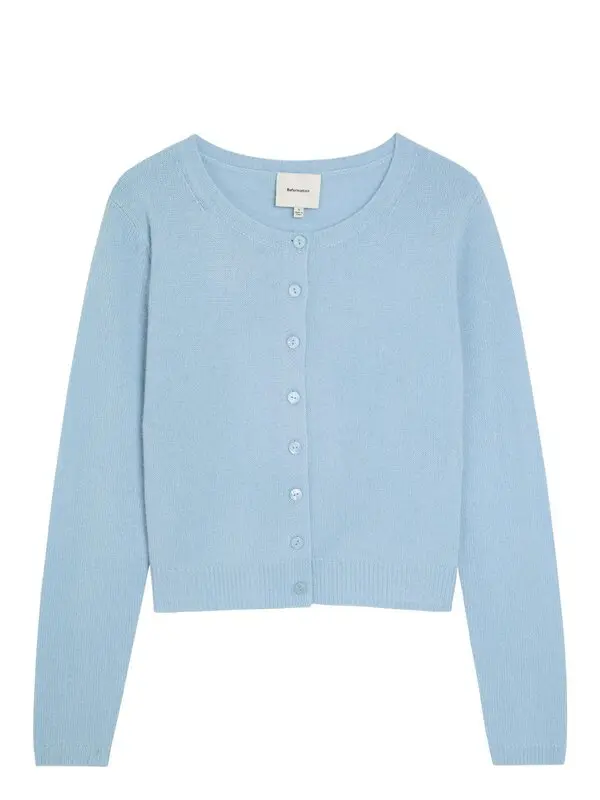 REFORMATION Clara Cashmere Cardigan - Light Blue