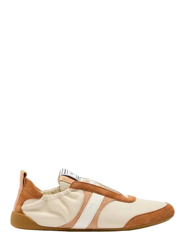 Chloé Panelled Leather Sneakers - Brown