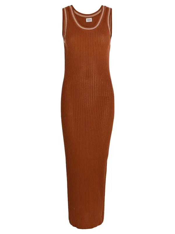 TOD'S Cotton-knit Midi Dress - Terracotta