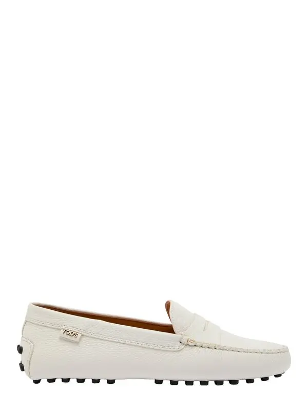 TOD'S Gommino Grained Leather Loafers - White