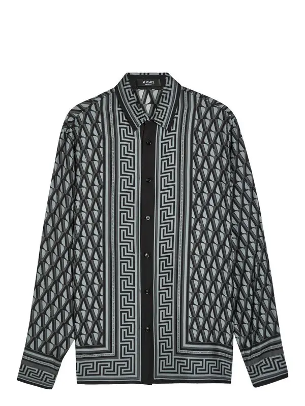 Versace Logo Print Shirt - Dark Grey