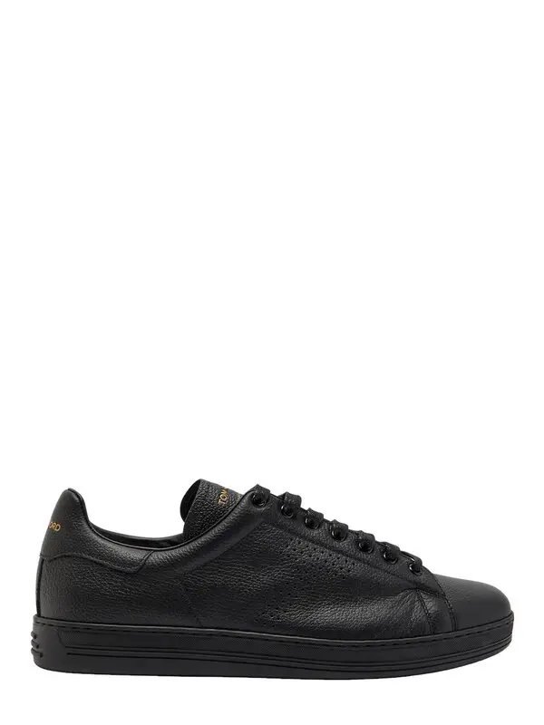 TOM FORD Warwick Grained Leather Sneakers - Black