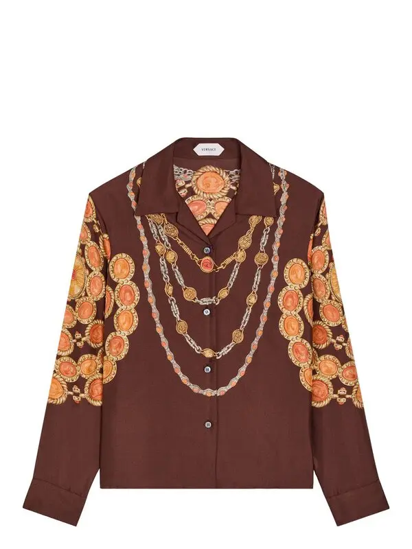 Versace Printed Silk Shirt - Brown