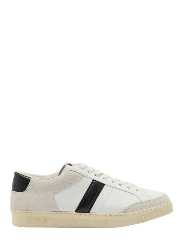 TOM FORD Panelled Suede And Grained Leather Sneakers - White