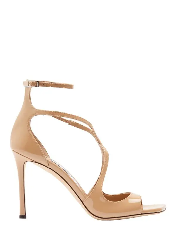 JIMMY CHOO Azia 95 Patent Leather Sandals - Nude