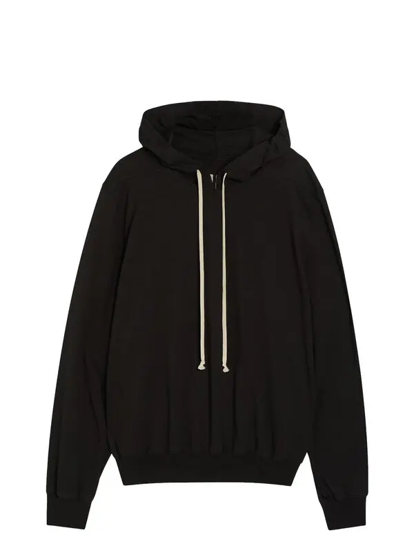 Rick Owens Printed Hooded Cotton Sweatshirt - Black