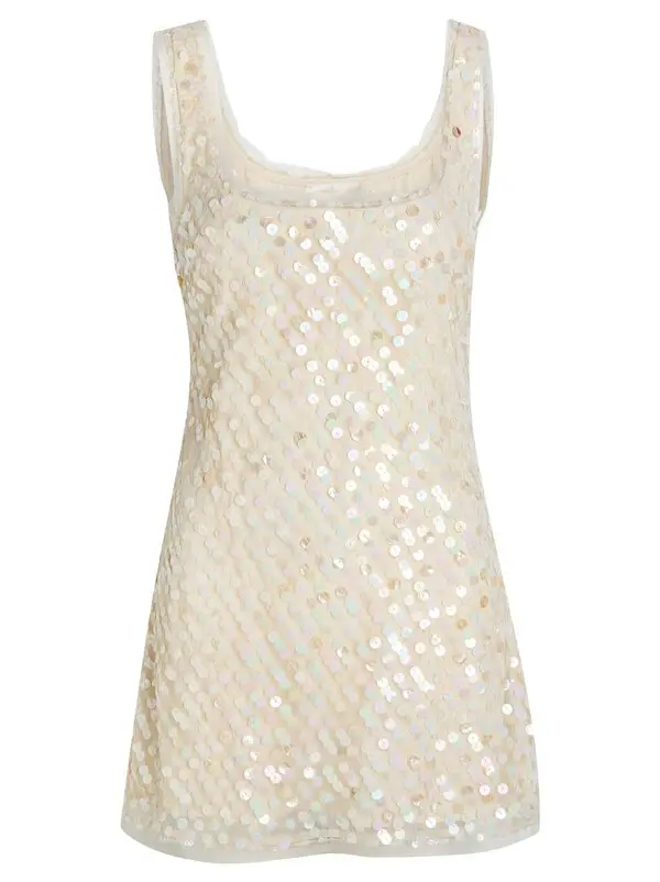 LoveShackFancy Calise Sequin-embellished Tulle Mini Dress - White