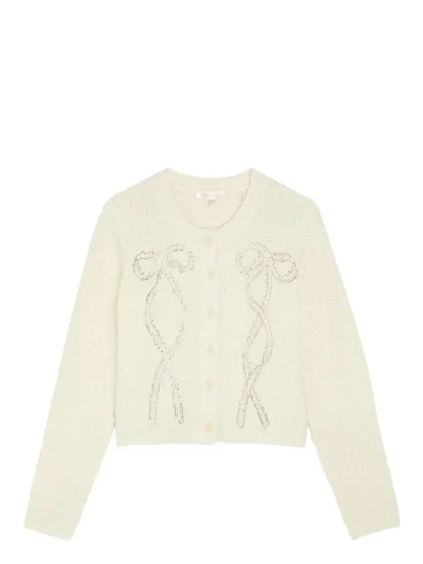 LoveShackFancy Leocadia Embellished Wool-blend Cardigan - Ivory