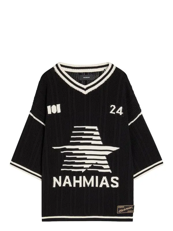 NAHMIAS Knit Star Cotton-knit Football T-shirt - Black