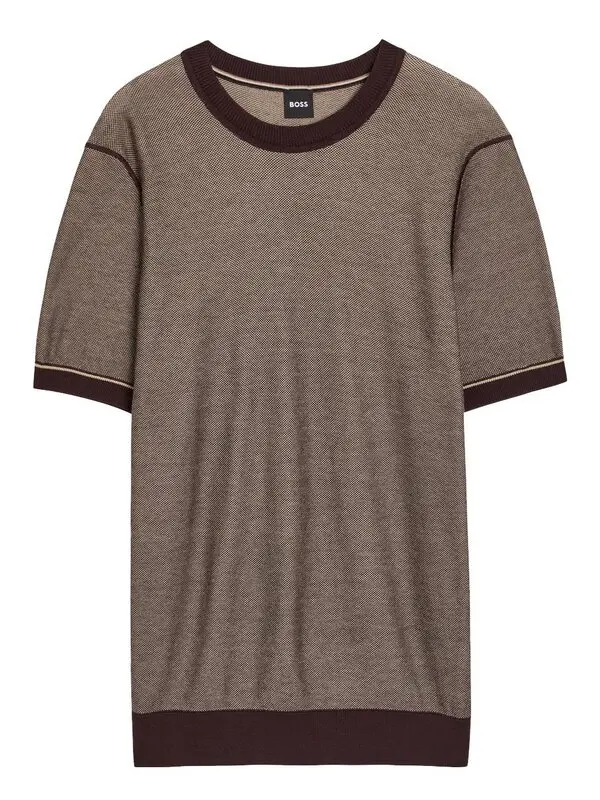 BOSS Nalon Knit Cotton-blend T-shirt - Dark Brown