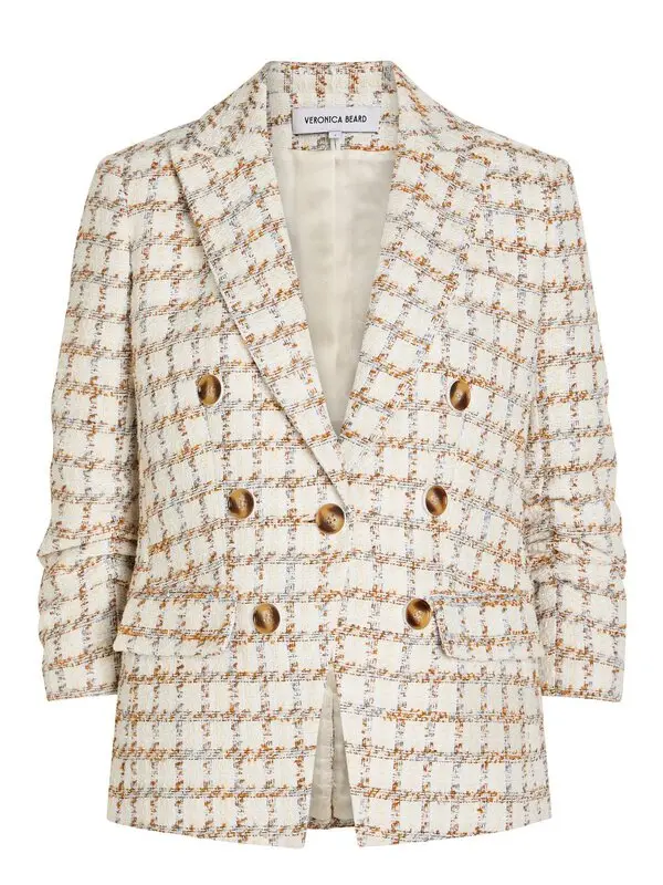 Veronica Beard Ryland Checked Tweed Jacket - Ecru