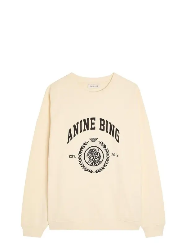 ANINE BING Miles Logo-print Cotton Sweatshirt - Cream