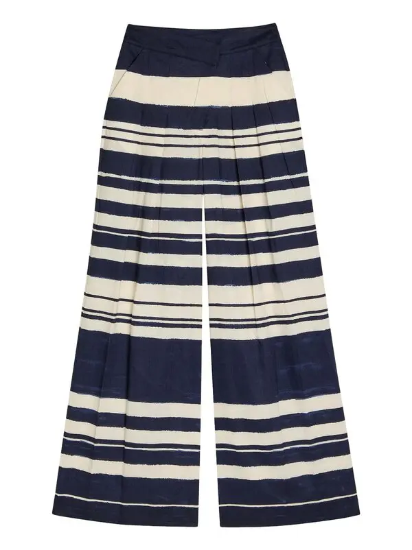 Veronica Beard Heron Striped Wide-leg Trousers - Navy