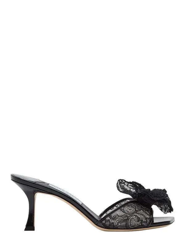 JIMMY CHOO Floral-appliquéd Lace Mules - Black