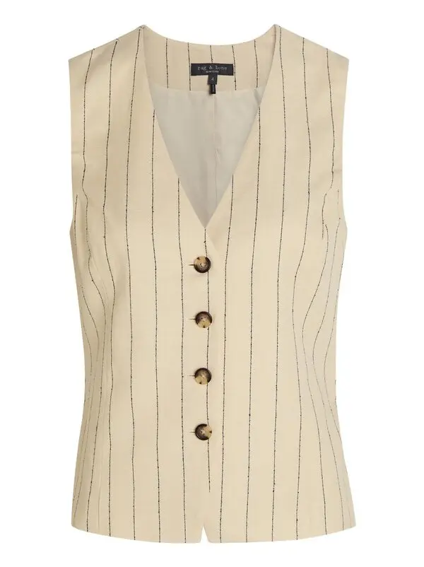 Rag & Bone Pinstriped Vest - White