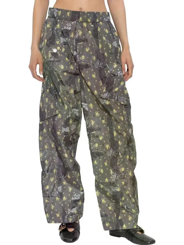 GANNI Floral Print Cargo Trousers - Grey