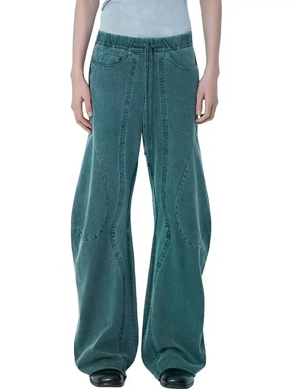 LUEDER Engineered Wide-leg Trousers - Green