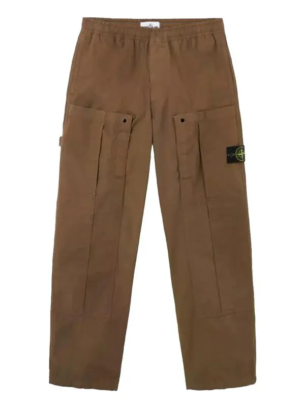 Stone Island Trousers With Compass Badge - Brown