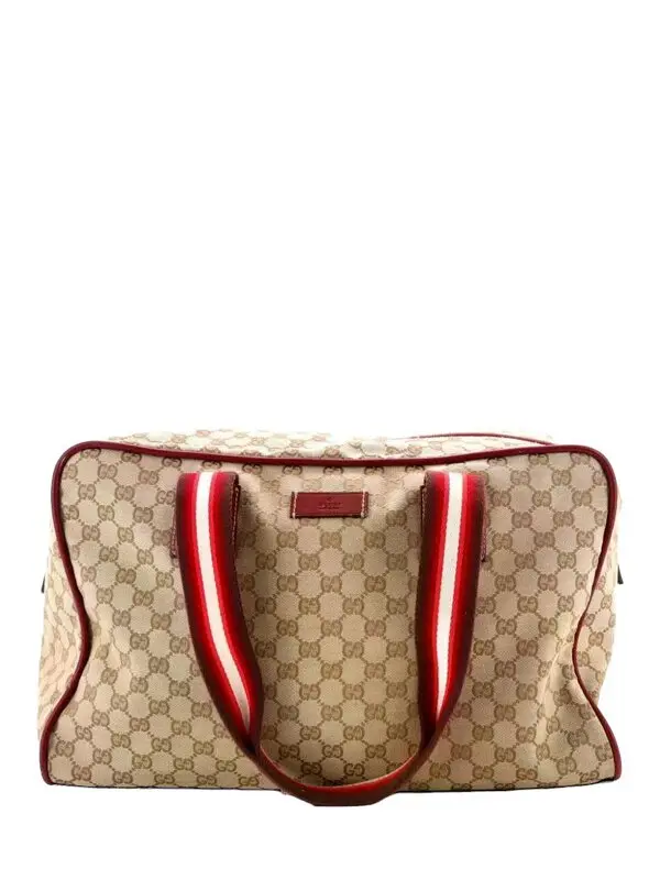 Gucci Web Carry On Duffle Bag Gg Canvas Large - Brown