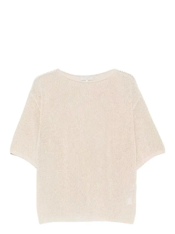 Antonelli Firenze Short-sleeve Cotton Sweater - Neutrals