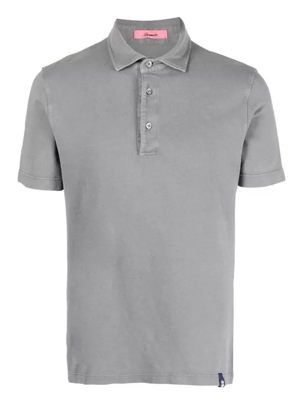 DRUMOHR Logo-patch Cotton Polo Shirt - Grey