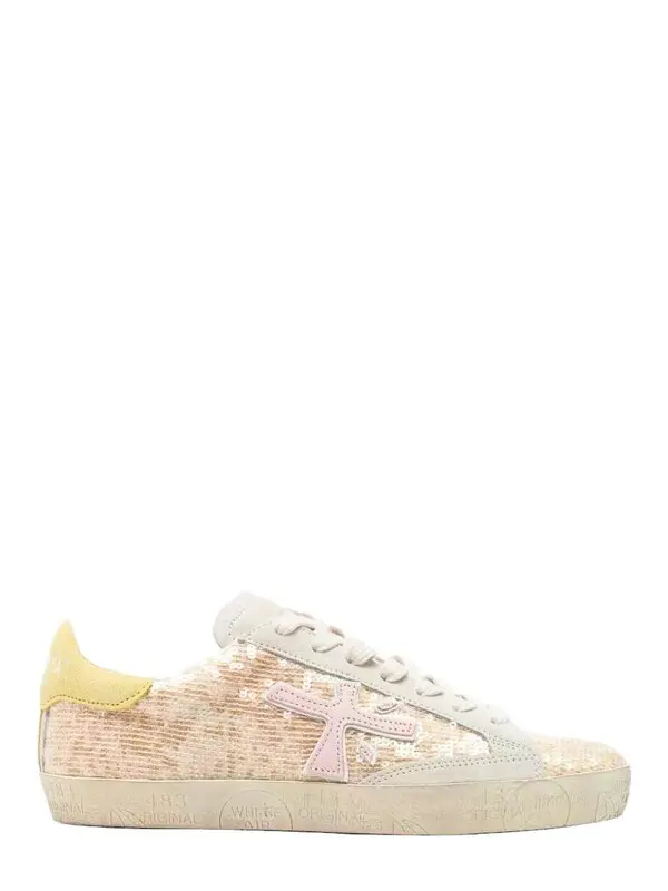 Premiata Steven Sequin-embellished Sneakers - Neutrals