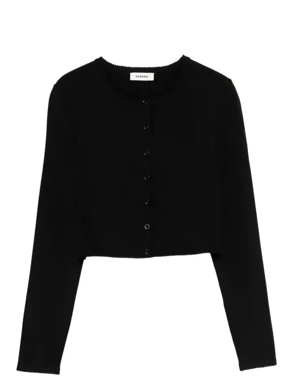 Sandro Button-fastening Cropped Cardigan - Black