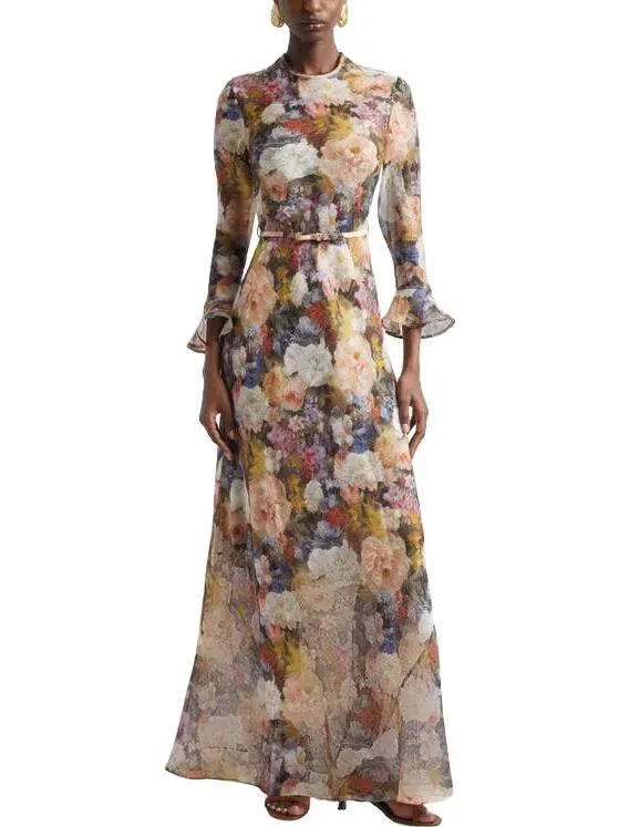 Zimmermann Alchemy Floral Linen & Silk Maxi Dress - Rosette
