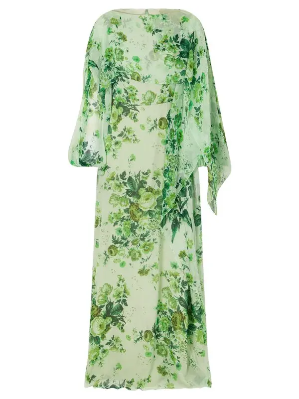 Erdem Floral-print Crêpon Gown - Green