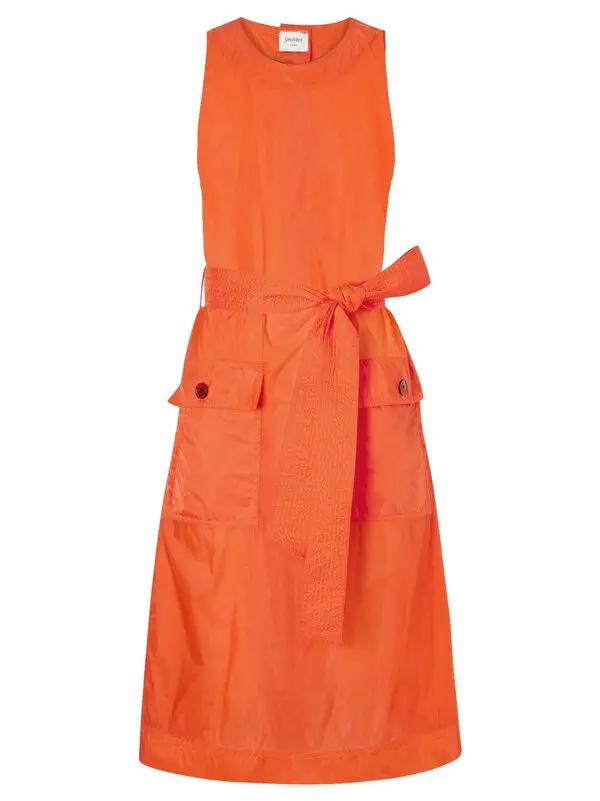 Saint Laurent Buttoned Front Midi Dress - Orange