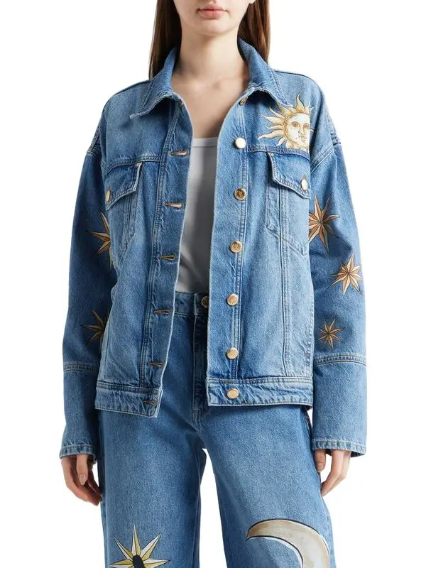 Farm Rio Printed Jacket - Denim