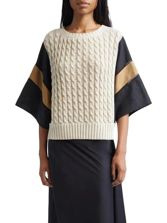 Max Mara Hybrid Linen Cable Sweater - Beige