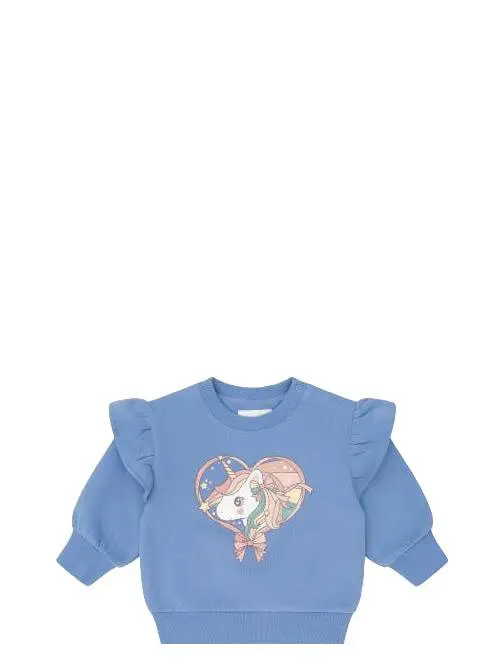 HUXBABY Whimsical Unicorn Sweatshirt - Bijou Blue