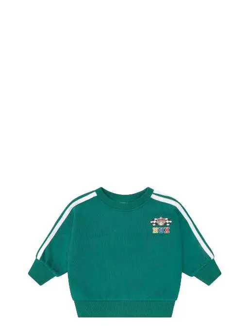 HUXBABY Racer Stripe Crewneck Sweatshirt - Emerald