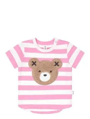 HUXBABY Furry Huxbear Stripe Tee - Strawberry/alomnd Milk