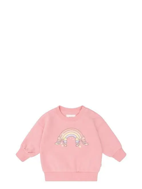 HUXBABY Embroidered Cotton Fleece Sweatshirt - Dusty Pink