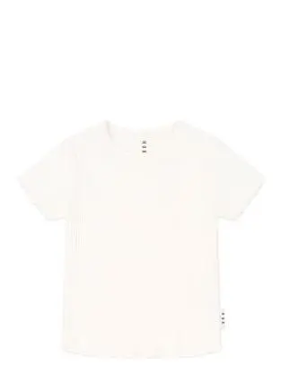 HUXBABY Ribbed Tee - Almond Milk