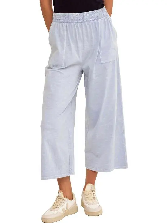 THREADS 4 THOUGHT Alva Mineral Wash Pull-on Wide Leg Capri Pants - High Tide