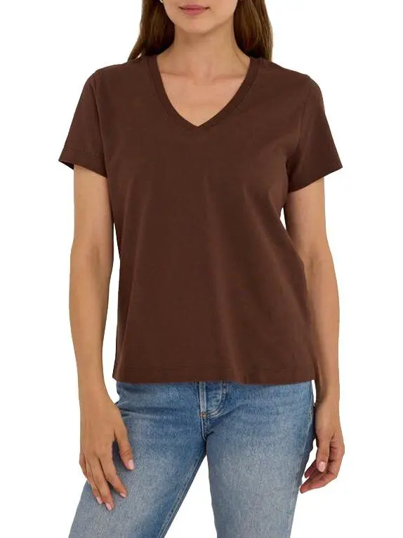 THREADS 4 THOUGHT Organic Cotton V-neck T-shirt - Coffee