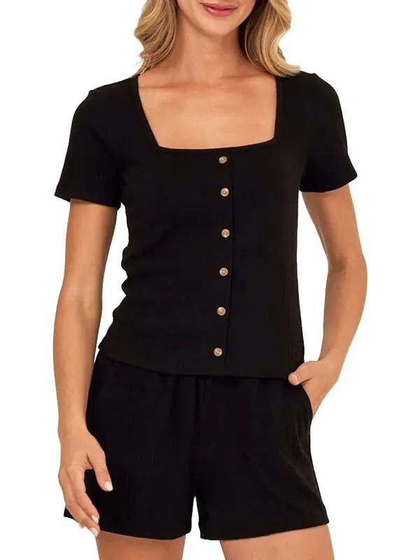THREADS 4 THOUGHT Jamila Smocked Jersey Top - Black