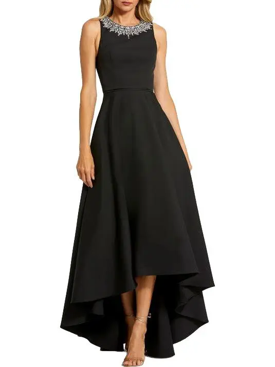 Mac Duggal Crepe Embellished High-low Gown - Black