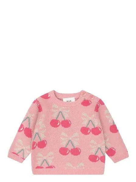 HUXBABY Cherry Bow Pullover - Dusty Pink