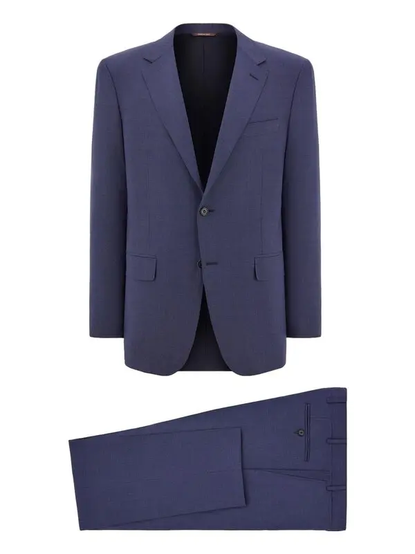 Canali Impeccabile Pure Wool Regular-fit Suit With Microstructure - Blue
