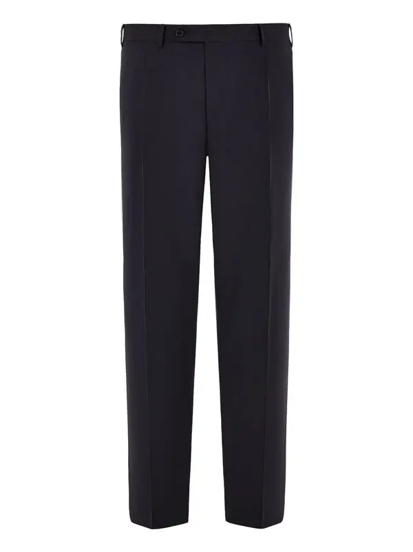 Canali Pure Wool Regular-fit Pleated Trousers - Blue