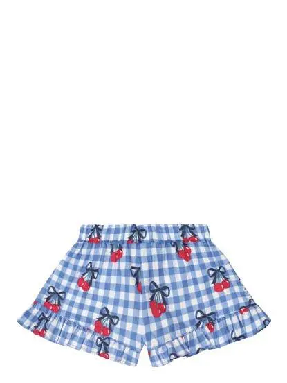 HUXBABY Gingham Cotton Skort - Bijou Blue Check