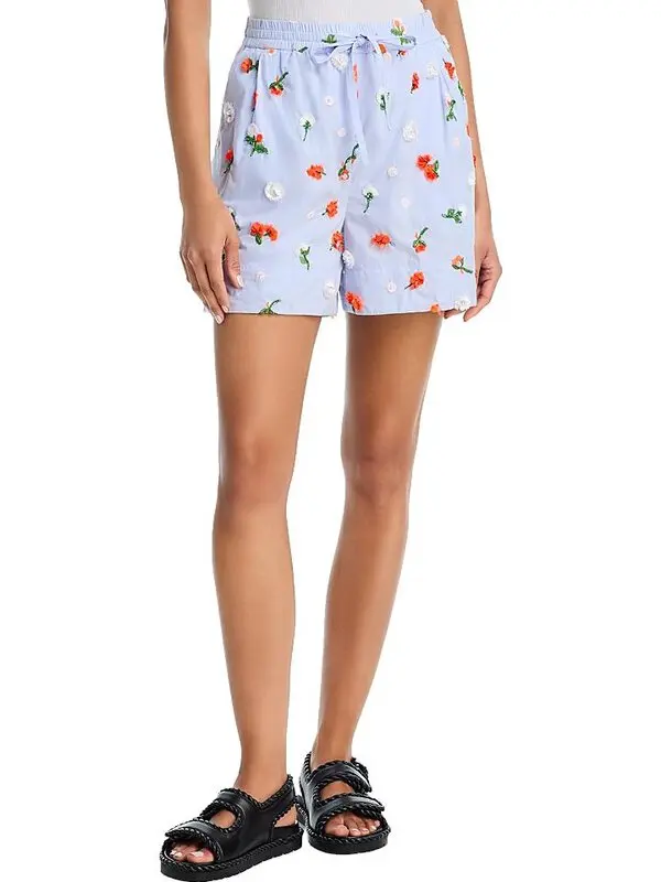 Essentiel Antwerp Embroidered Embellished Shorts - Nile Blue