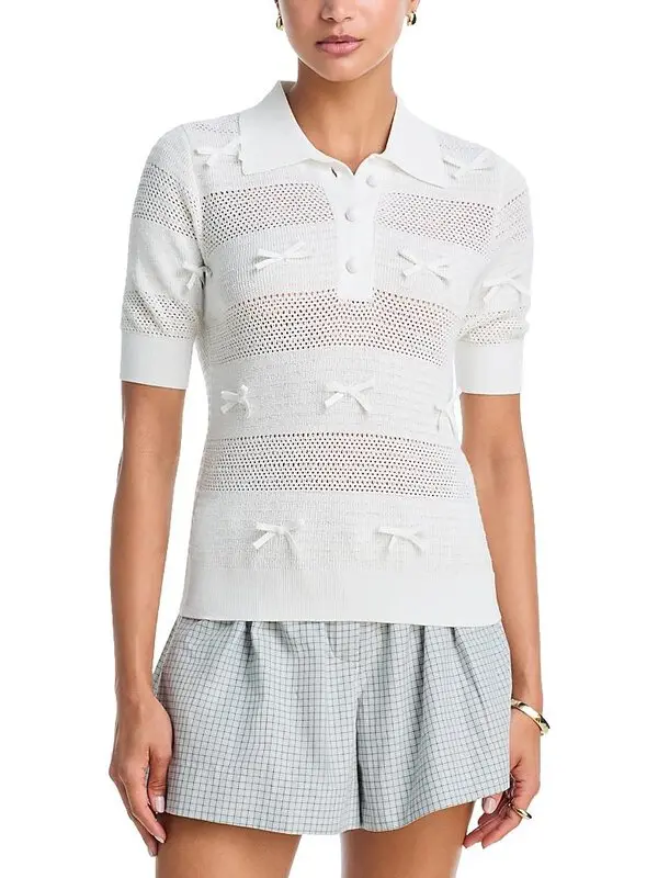 Essentiel Antwerp Bow Trim Polo Sweater - Off White