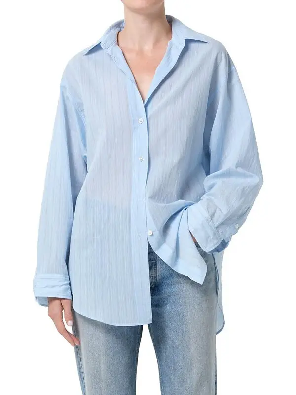AGOLDE Sona Button-front Shirt - Fontana Stripe/powder Blue