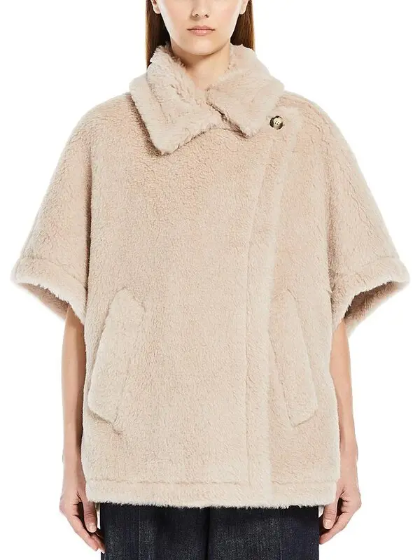 Max Mara Faux Fur Poncho Jacket - Beige