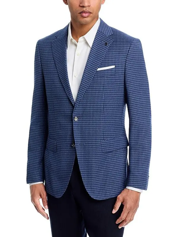 BOSS H-hutson Gingham Slim Fit Suit Jacket - Dark Blue
